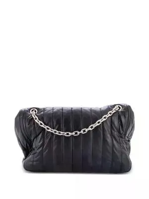 Balenciaga Monaco Chain Flap Quilted Leather Shoulder Bag - Black