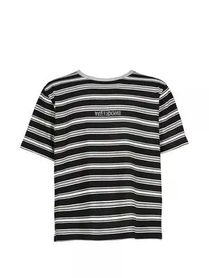 We11Done Rhinestone-embellished Striped T-shirt - Black