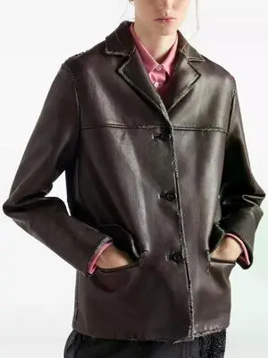 Prada Bonded Nappa-leather And Chevron Shetland Wool Jacket