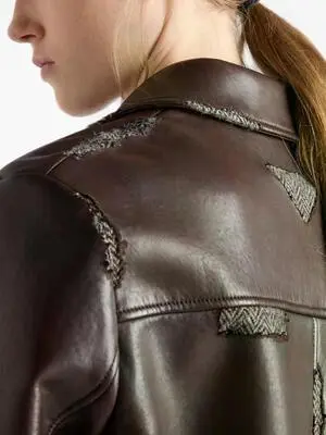 Prada Bonded Nappa-leather And Chevron Shetland Wool Jacket