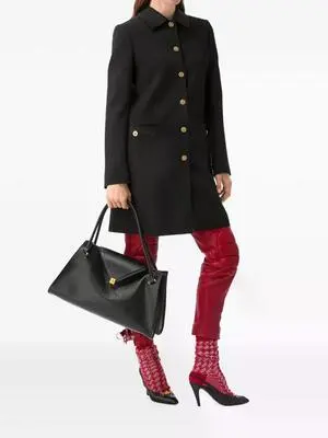 Versace Natté Wool Coat - Black