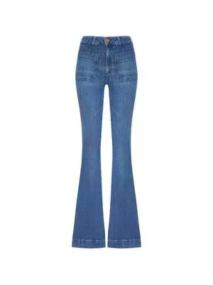 Seafarer Patch-pocket Flared Jeans - Blue