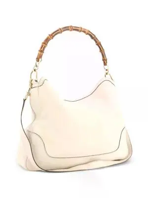 Gucci Diana Bamboo Shoulder Bag Leather Medium Hobo Bag - White