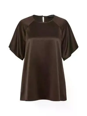 LEE MATHEWS Stella Satin-finish Raglan-sleeve Top - Brown