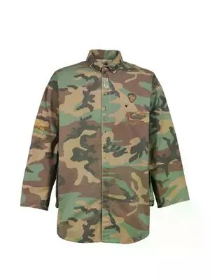 PORTER CLASSIC Camouflage-print Overshirt - Brown