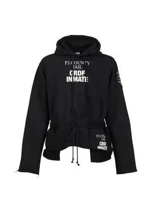 PROTOCOL INDEX Distressed Hybrid Hoodie - Black