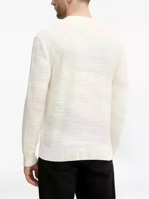 Sisley Waffle-knit Crew-neck Sweater - White