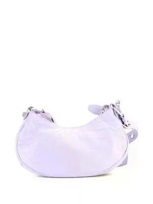 Balenciaga Le Cagole Giant Studs Hobo Bag In Crocodile Embossed Leather - Purple