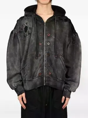 GLASS CYPRESS Distressed Button-detail Hoodie