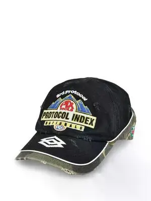 PROTOCOL INDEX Distressed-effect Camouflage-panel Cap - Black