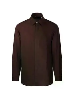 LARDINI Concealed-front Shirt - Brown