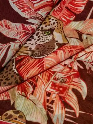 FERRAGAMO Feline-print Pure-wool Stole