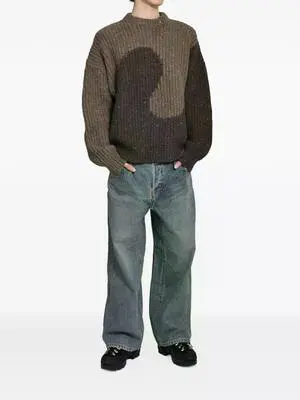 ERL Swirl Rib-knit V-neck Sweater