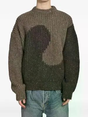ERL Swirl Rib-knit V-neck Sweater