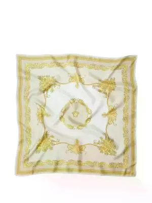 Versace Printed Silk Twill Scarf 90 Cm - White