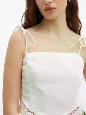 Sisley Crochet-trim Sleeveless Top - White