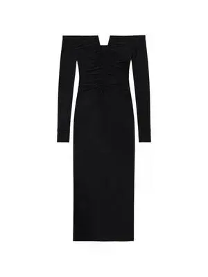AMAZUIN Gathered Off-the-shoulder Midi Dress