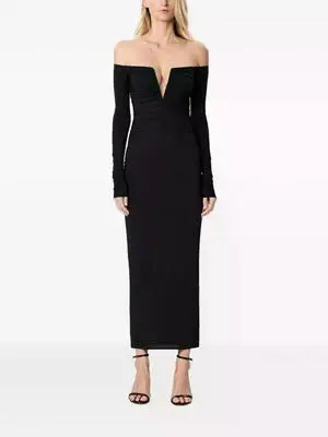 AMAZUIN Gathered Off-the-shoulder Midi Dress