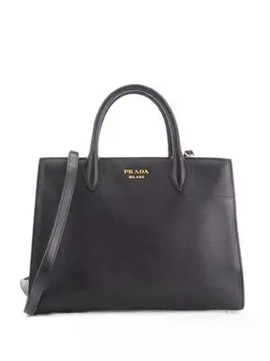 Prada Bibliotheque Saffiano With City Calf Medium Tote Bag
