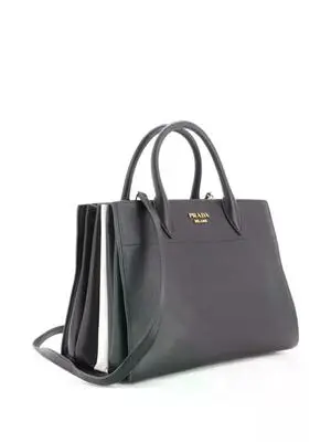 Prada Bibliotheque Saffiano With City Calf Medium Tote Bag