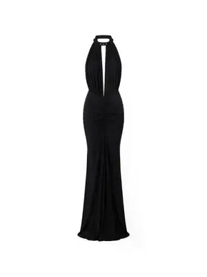 AMAZUIN Glenn Asymmetric Gathered-bodice Maxi Dress
