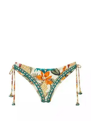 DEL MAAR Kani Floral-print Crochet Bikini Bottoms - White