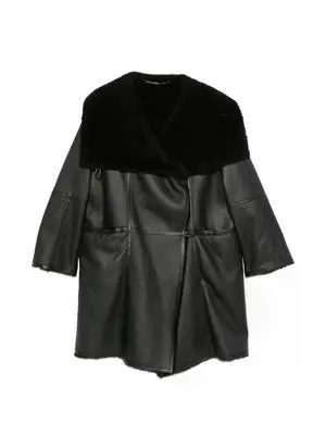 EMMETI Shearling-collar Leather Coat