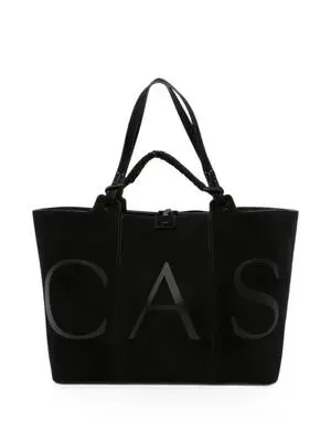 Casadei Galleria Logo-print Leather Tote Bag - Black