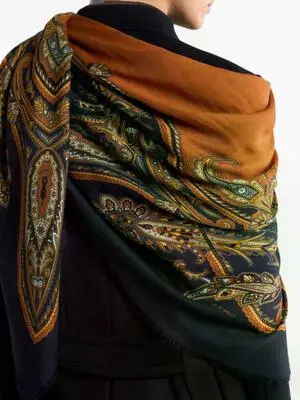 Etro Wool And Silk Shawl With Paisley Motif