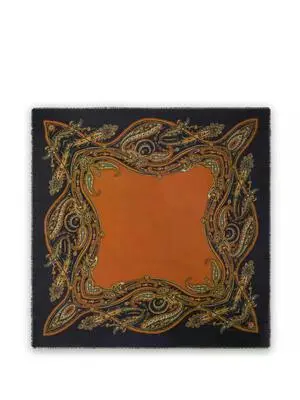 Etro Wool And Silk Shawl With Paisley Motif - Black
