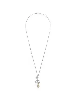 N°21 Pearl-bow Pendant Necklace - Silver