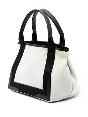 Balenciaga 2017 Canvas Navy Cabas S Tote Bag - White