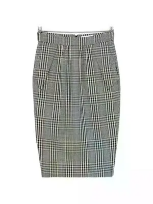 Stella McCartney Prince Of Wales Check Wool Midi Skirt - Grey
