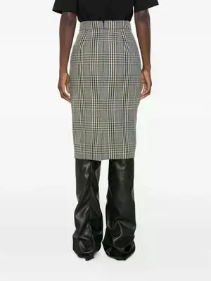 Stella McCartney Prince Of Wales Check Wool Midi Skirt - Grey