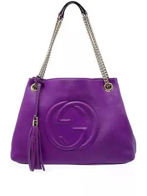 Gucci Calfskin Soho Chain Tote Bag - Purple