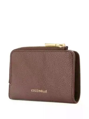 COCCINELLE Small C-me Logo-plaque Pebbled Leather Wallet - Brown
