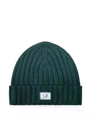 C.P. COMPANY Extrafine Merino-wool Logo Beanie - Green