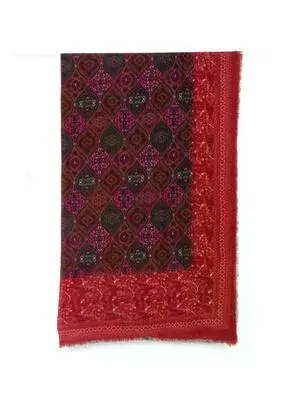 SGOMBERO CANTINE Paisley-print Frayed-edge Scarf - Red