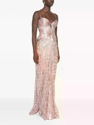 MARIA LUCIA HOHAN Plissé-effect Cutout Maxi Dress