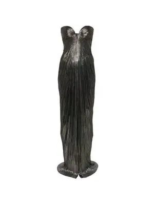 MARIA LUCIA HOHAN Metallic-effect Pleated Maxi Dress