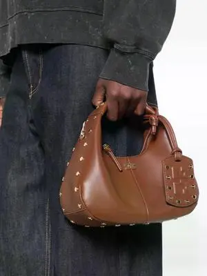 GANNI Stud-embellished Hobo Tote Bag - Brown