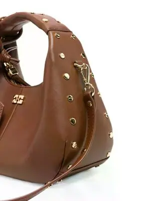 GANNI Stud-embellished Hobo Tote Bag - Brown