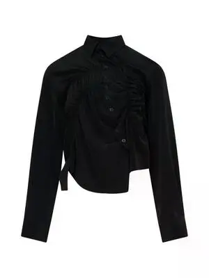 Y’s Gathered Asymmetric Shirt - Black