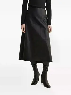 ARMA Vayenne Panelled Leather A-line Midi Skirt