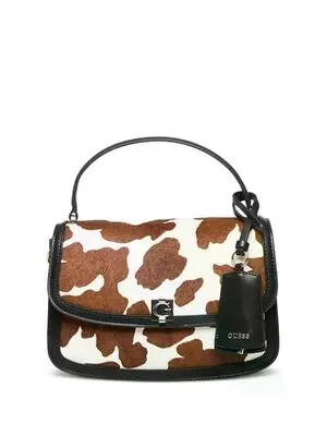 Guess Audrey Cow-print Logo-plaque Tote Bag - Brown