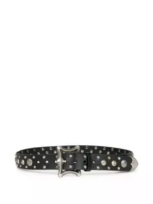 THUG CLUB Dragon Stud-embellished Leather Belt
