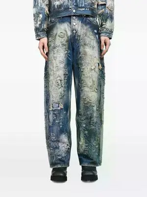 THUG CLUB Distressed Patchwork Jeans