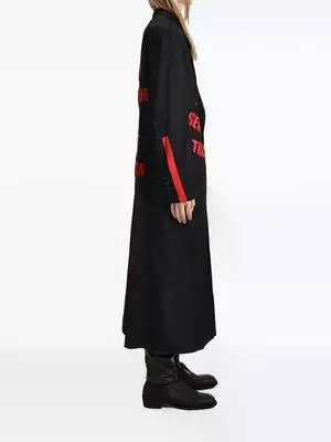 Yohji Yamamoto Slogan-print Single-breasted Coat