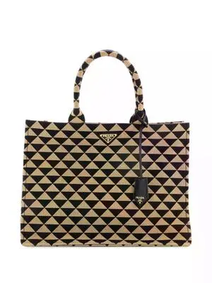 Prada Symbole Shopper Jacquard Large Tote Bag - Black