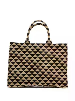 Prada Symbole Shopper Jacquard Large Tote Bag - Black
